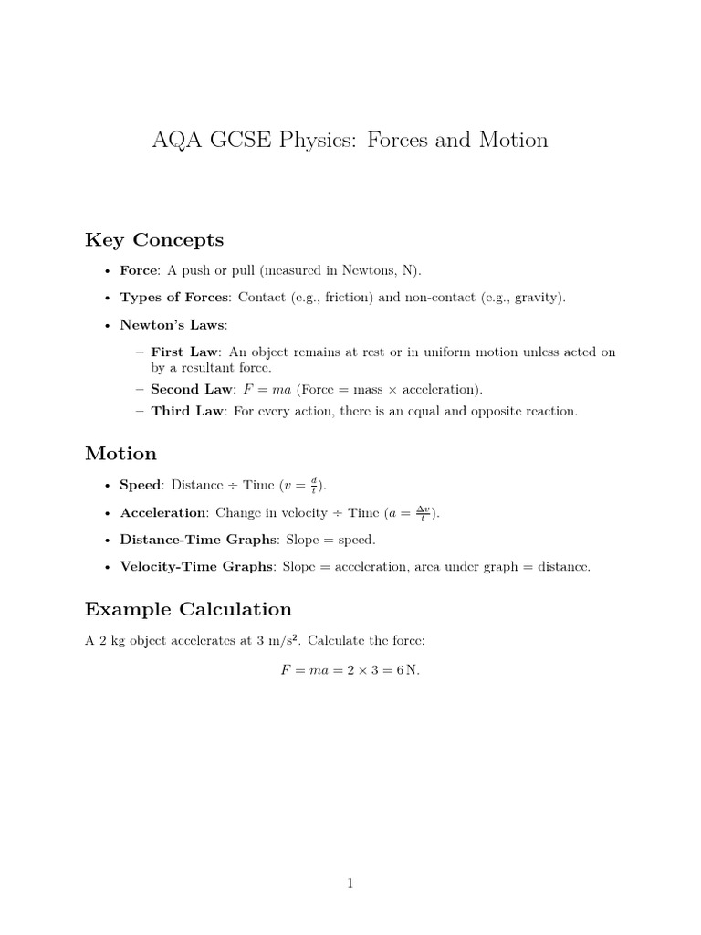 Forces and Motion in GCSE Physics | PDF