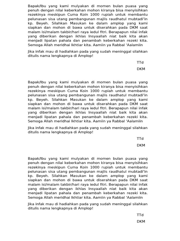 Tulisan Infak Amplop - 2 | PDF