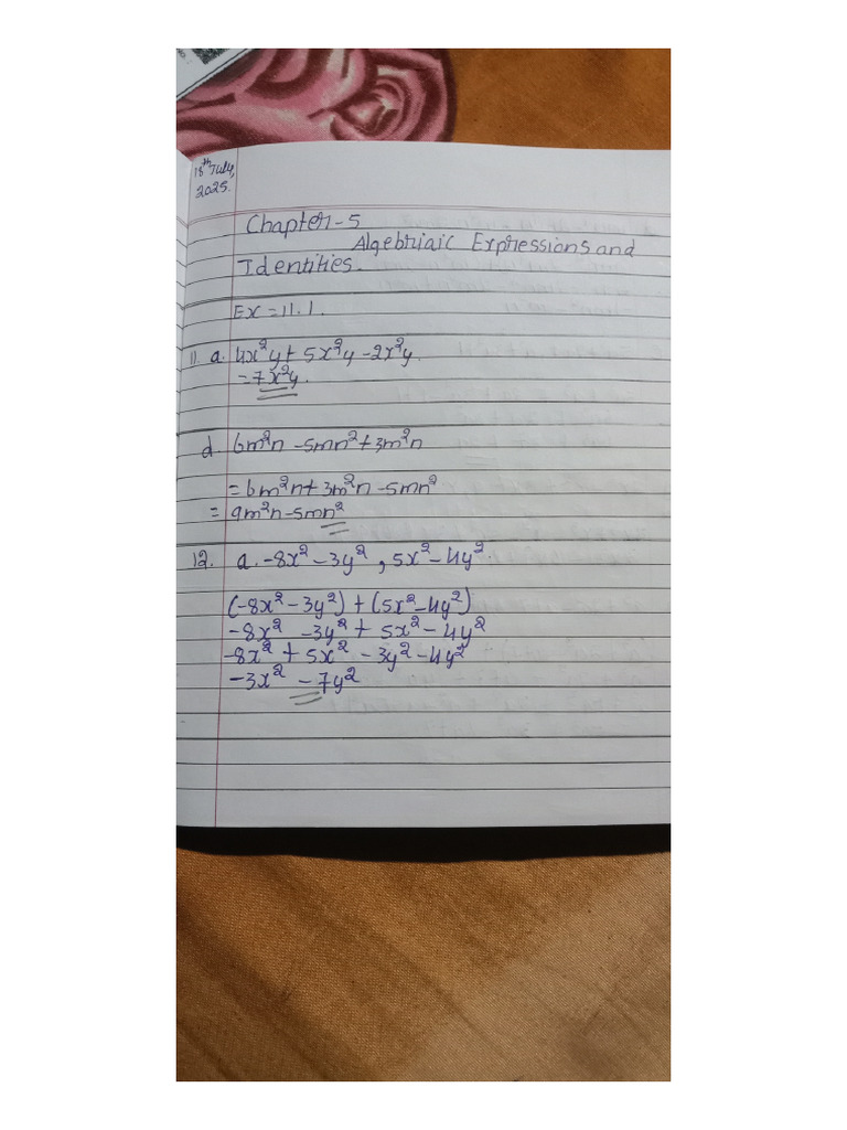 Math Class Work of Algebraic Dentities | PDF