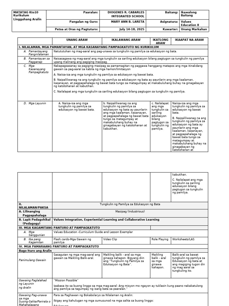 DLL Q1 KP4-Mary Ann B. Lareta | PDF