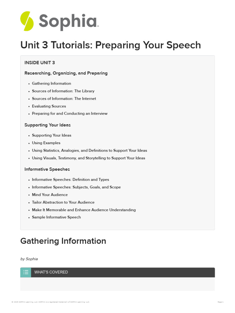 Unit 3 Tutorials Preparing Your Speech | PDF | Libraries | Internet