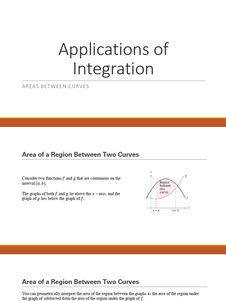 Area Between Curves: Integration Examples | PDF