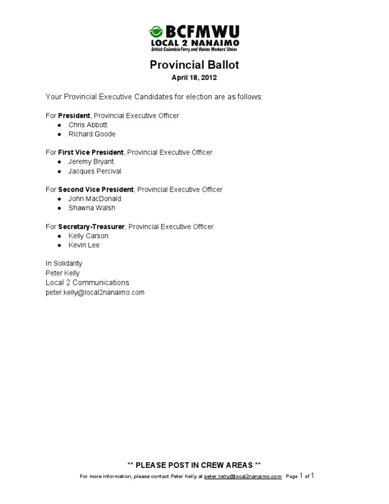 Provincial Ballot | PDF