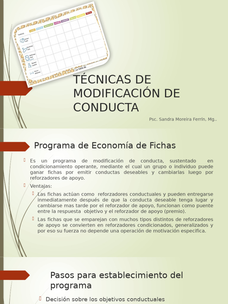 Técnicas de Modificación de Conducta | PDF | Comportamiento ...