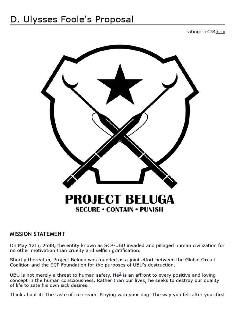 SCP Foundation: D. Ulysses Foole's Proposal V | PDF