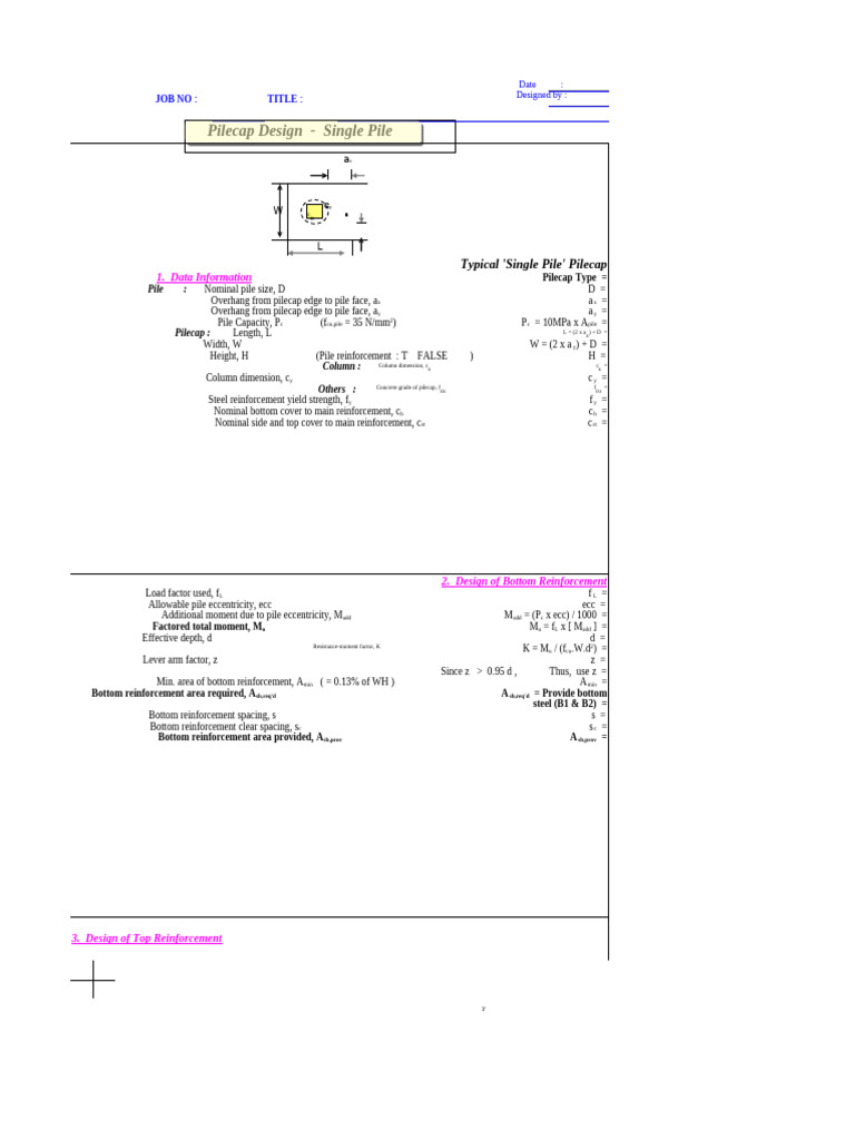 Single Pile Pilecap Design Guide | PDF | Building Engineering | Civil ...