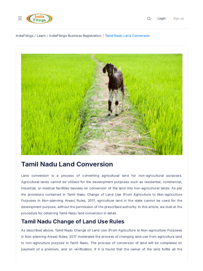 Tamil Nadu Land Conversion - Application & Procedure - Indiafilings | PDF
