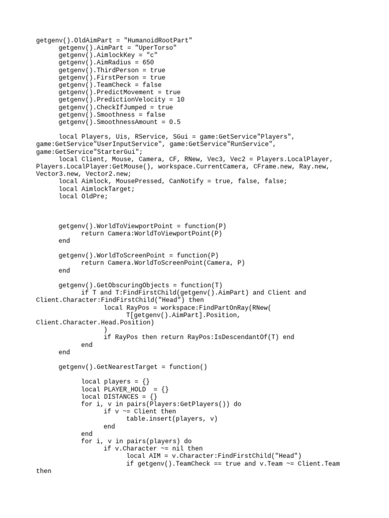 Camera Lock Script for Aim Assistance | PDF