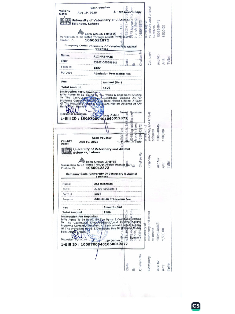Fee Slip | PDF