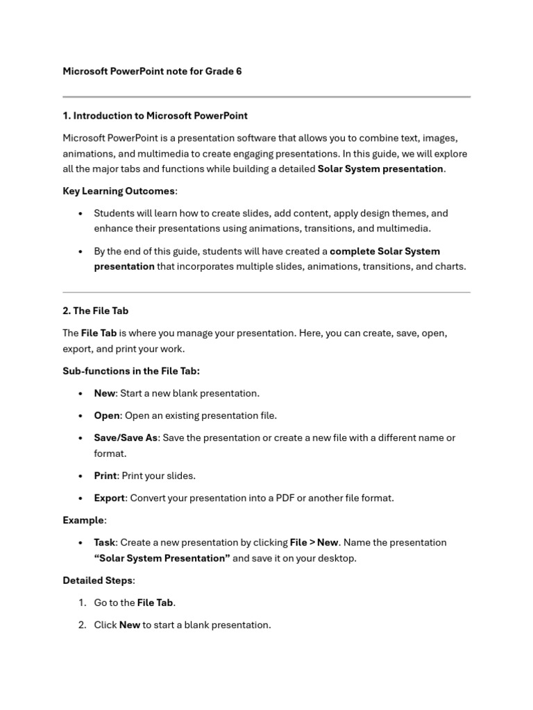 PowerPoint Basics for Grade 6 | PDF | Planets | Venus