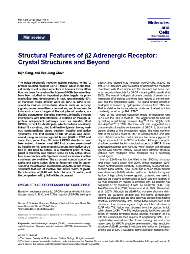 Structural Insights of β2 Adrenergic Receptor | PDF | Ligand ...