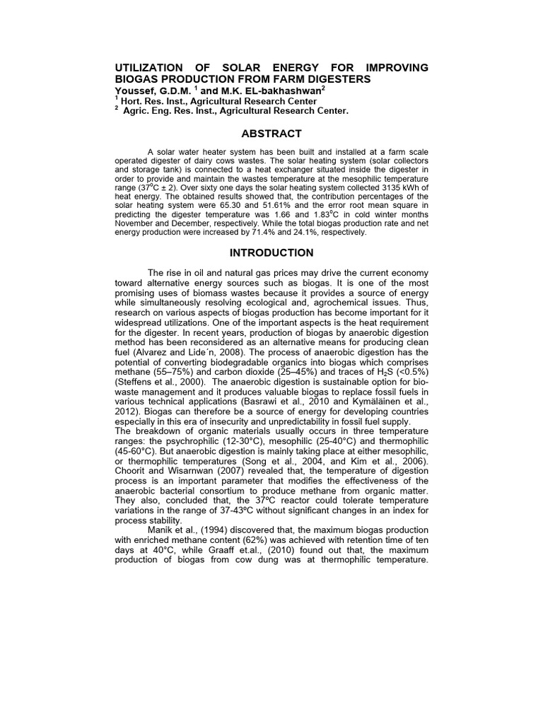 Solar Energy Boosts Biogas Production | PDF | Anaerobic Digestion | Biogas