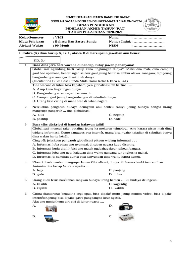 Master Soal B. Sunda Rev 1 | PDF