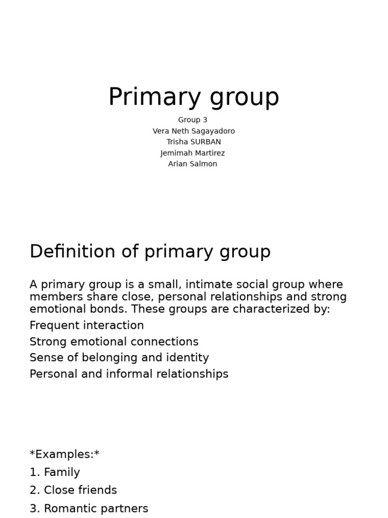 Understanding Primary Groups and Their Functions | PDF