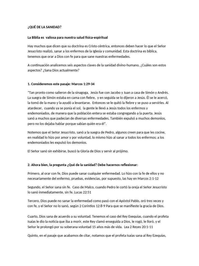 Aspectos de la Sanidad Divina | PDF | Oración | Jesús