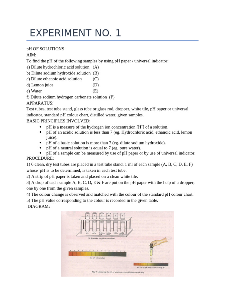 Grade 10 Chemistry Practicals | PDF | Ph | Sodium Hydroxide