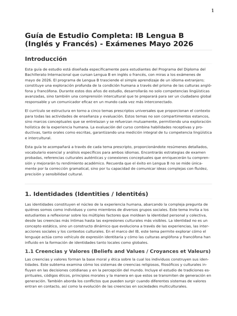 Guia Estudio Ib Lengua B 2026 | PDF