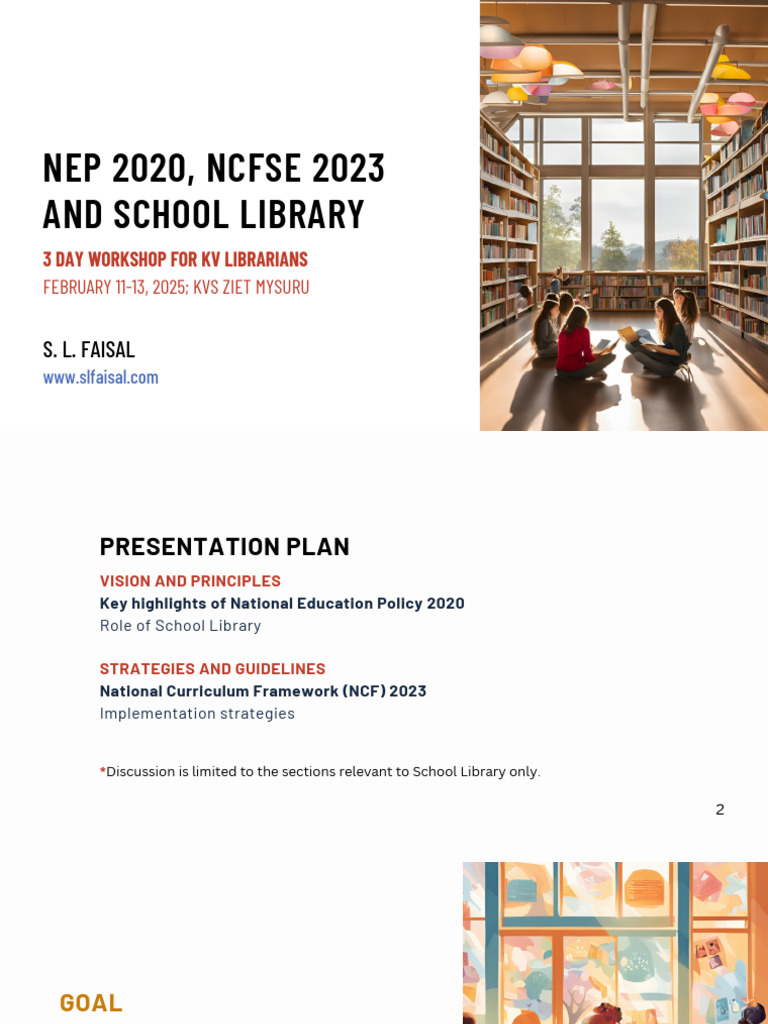 NEP 2020, NCFSE 2023 and School Library ZIET Mysuru Feb 2025 | PDF ...