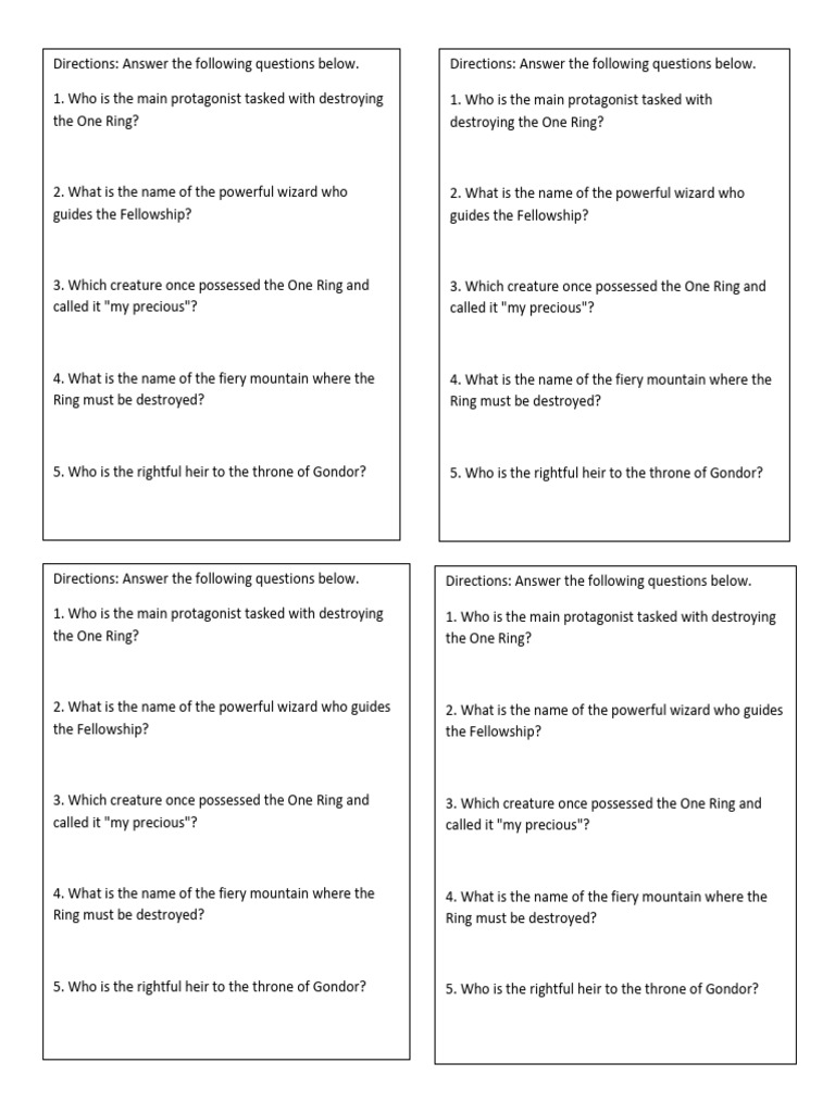 "The One Ring Quiz: Key Characters" | PDF
