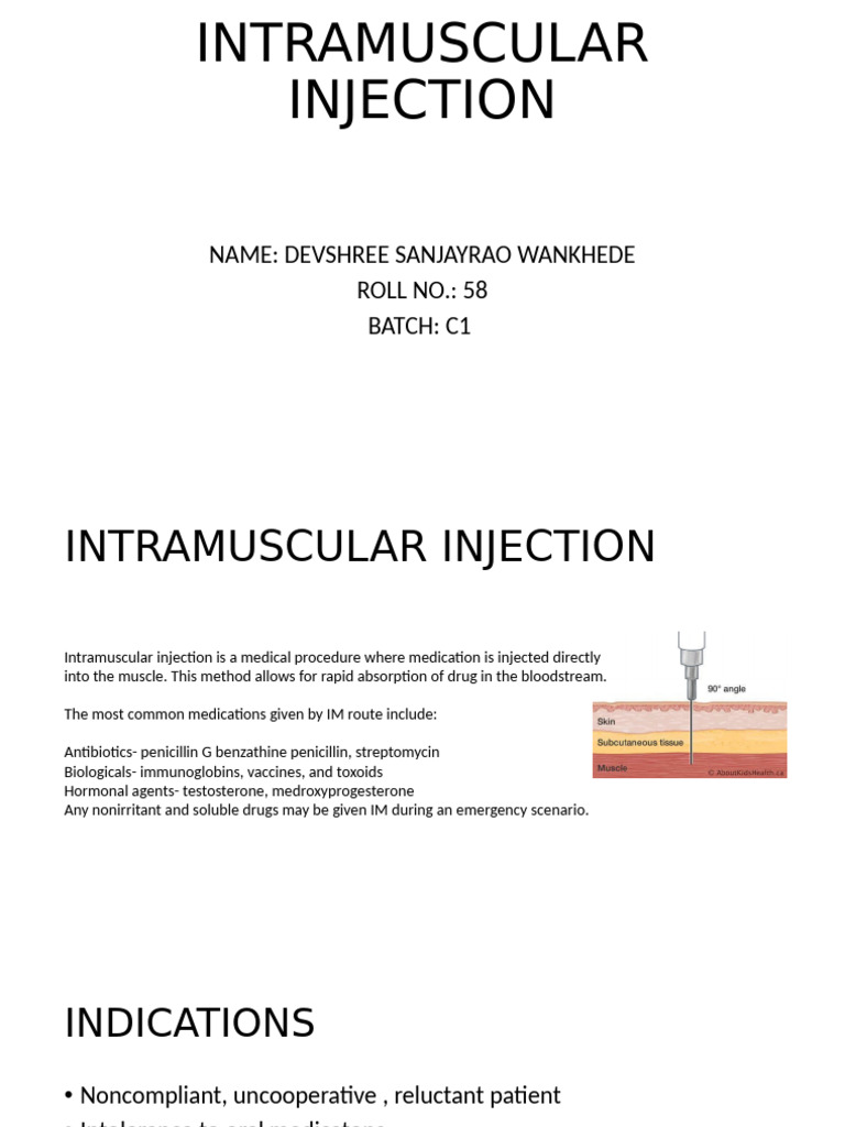 Intramuscular Injection Procedure Guide | PDF | Injection (Medicine ...