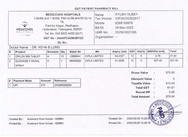 Pharmacy Bill | PDF