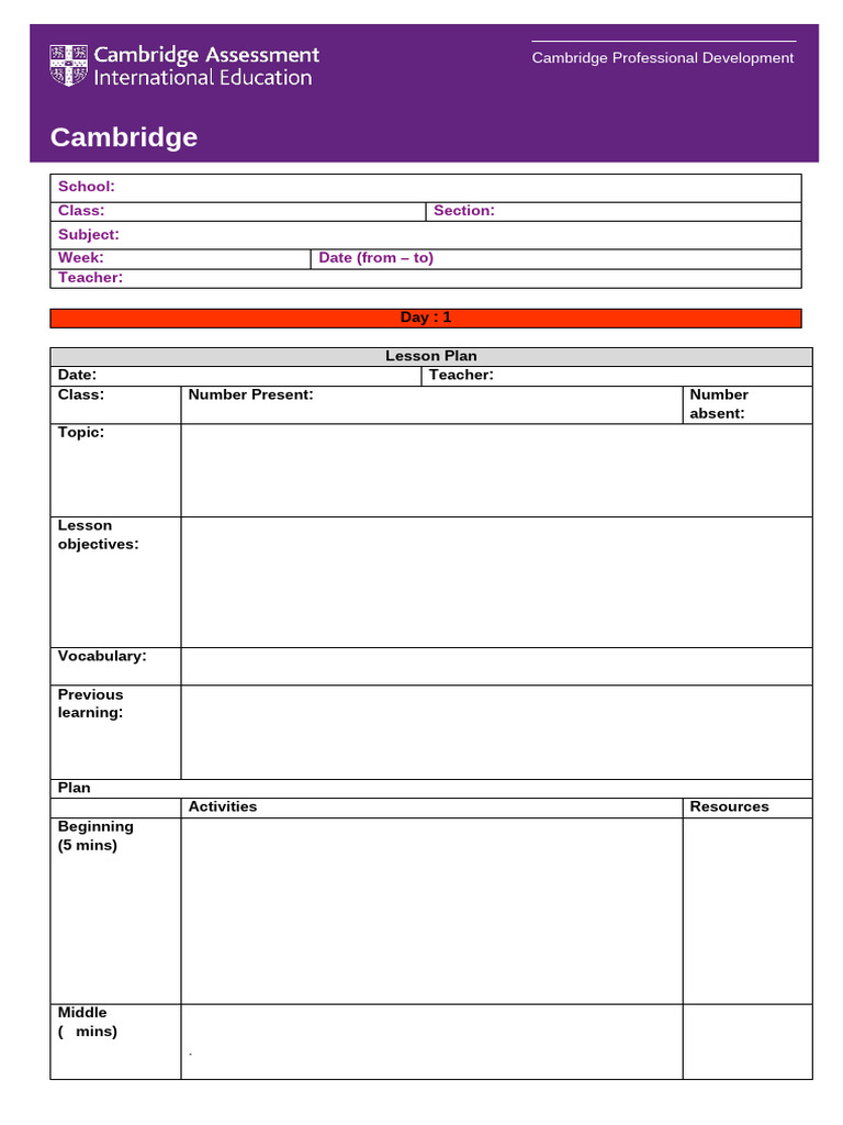 LessonPlan Template O Level | PDF | Differentiated Instruction | Lesson ...