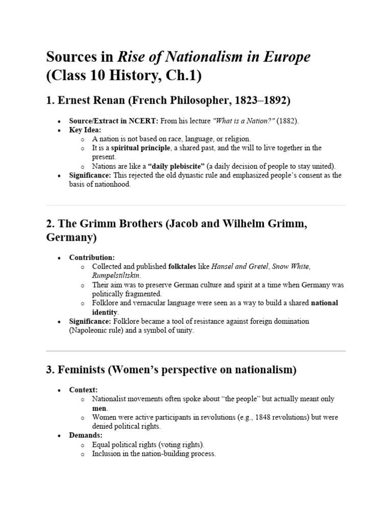 Sources of Ch1 Rise of Nationalism in Europe | PDF | Nationalism ...