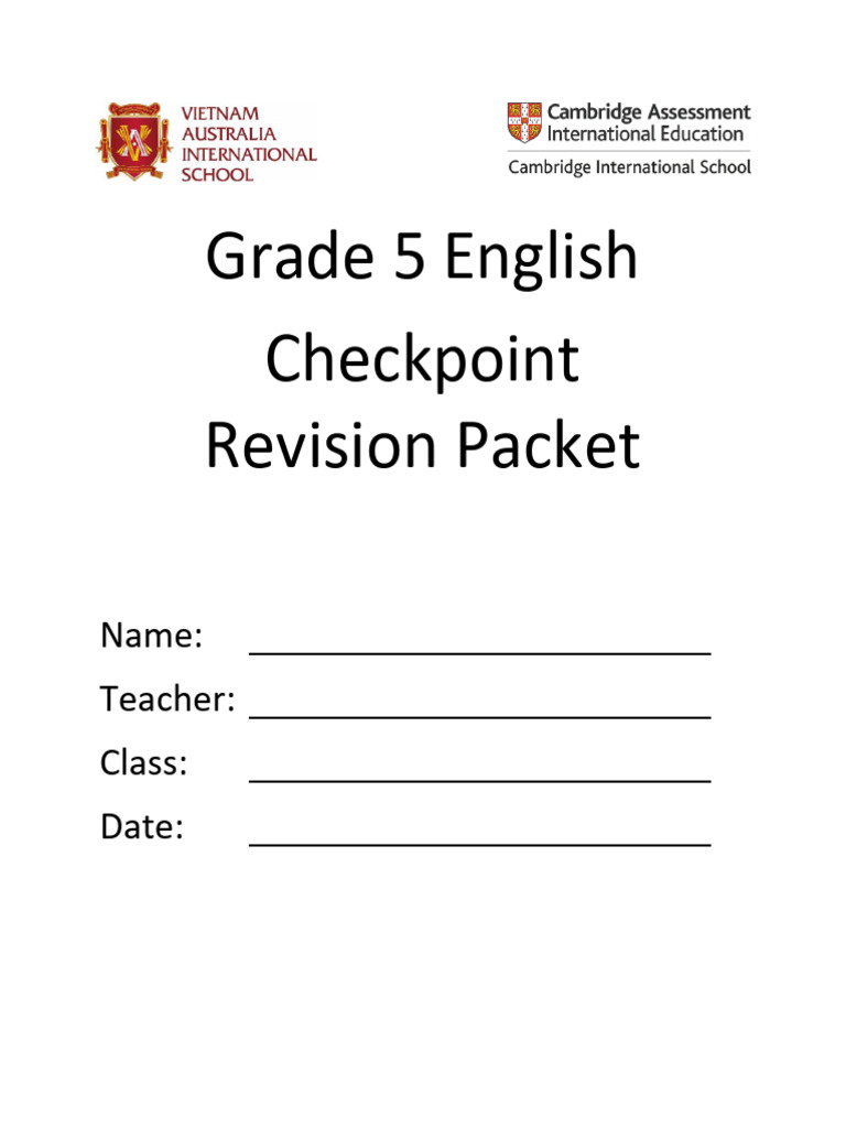 Grade 5 Checkpoint Revision Packet - English | PDF