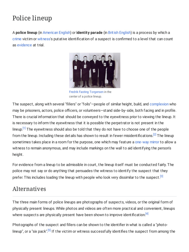 Police Lineup - Wikipedia | PDF