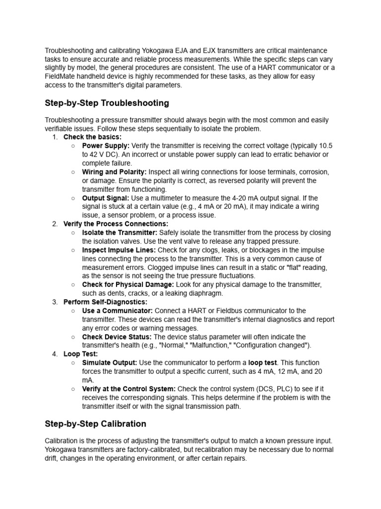 Yokogawa Transmitter Calibration Guide | PDF | Calibration | Pressure ...