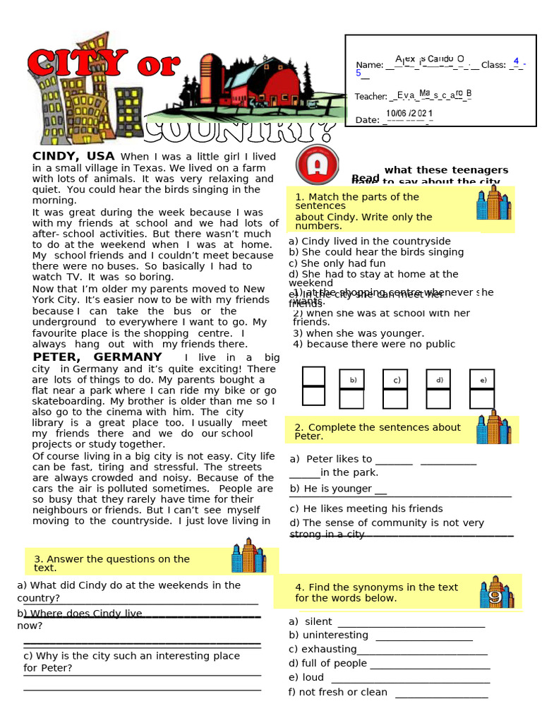 City vs. Countryside Living Experiences | PDF