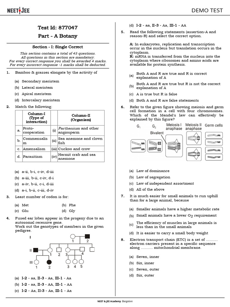 Demo Test Testpaper 1756361322 | PDF | Zygosity | Lipid