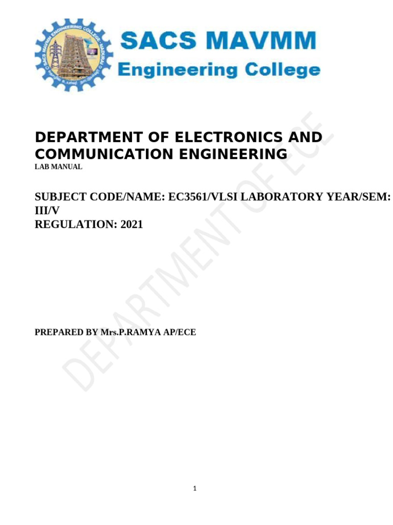 Vlsi Lab Manual 2021 | PDF