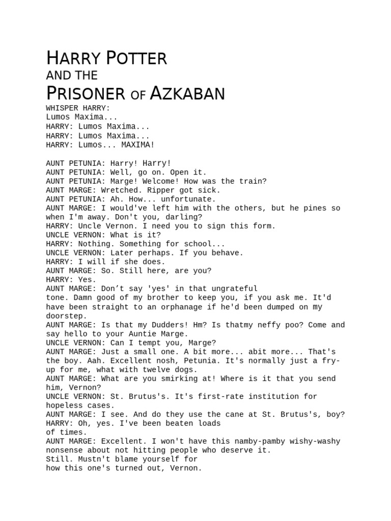 Prisoner of Azkaban Script Excerpt | PDF | Harry Potter