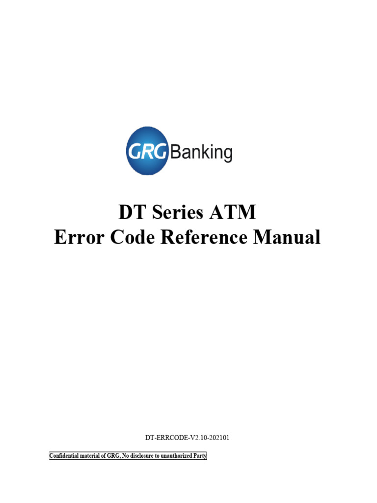 DT Series ATM Error Code Reference Manual - V2.10 | PDF | Verification ...