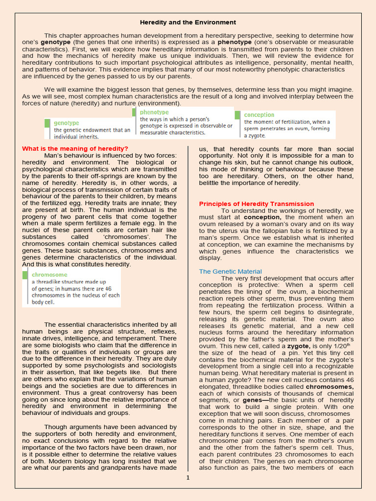 Heredity vs. Environment in Development | PDF | Heredity | Fertilisation