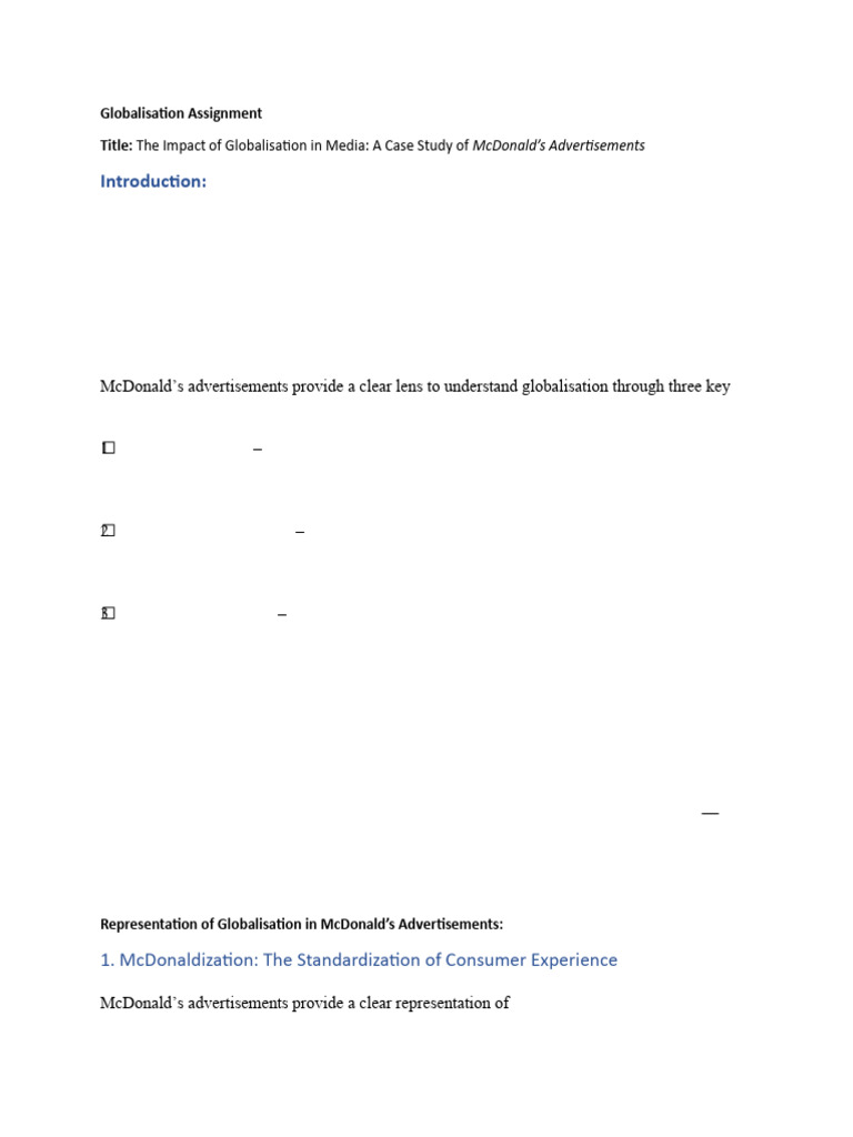 Globalisation Assignment | PDF | Advertising | Globalization