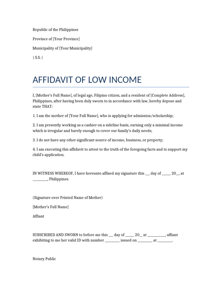 Affidavit of Low Income | PDF