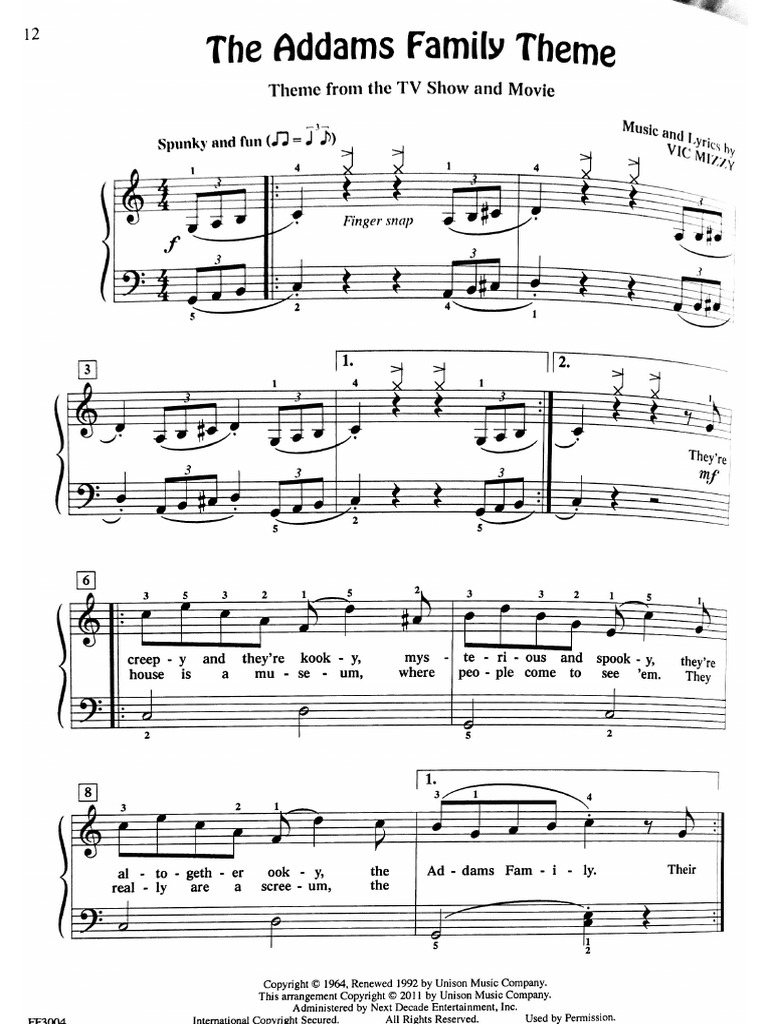 The Addams Family Theme RCM 2 | PDF