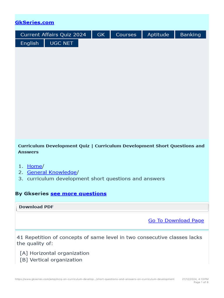 Curriculum Development 3 | PDF | Curriculum | Evaluation