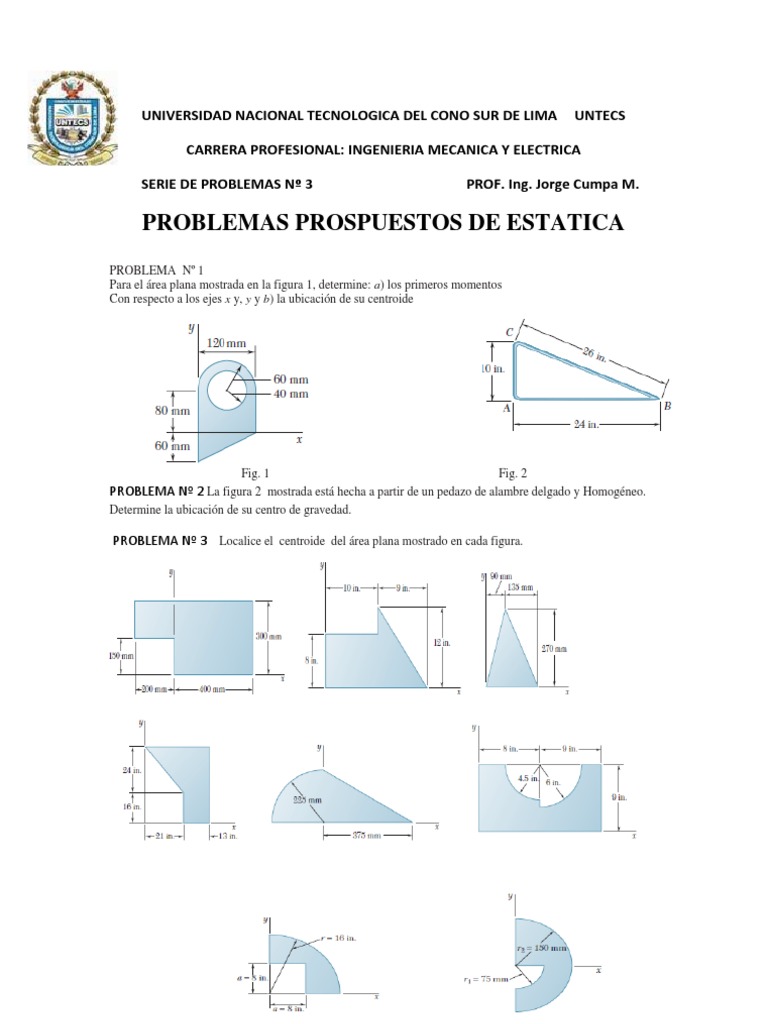 Serie #3 Problemas de Estatica Centroide | PDF