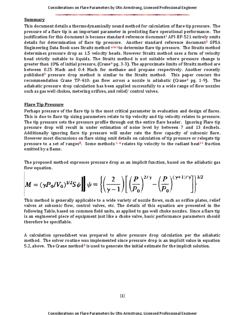 Flare Parameters Considerations | PDF | Mach Number | Pressure