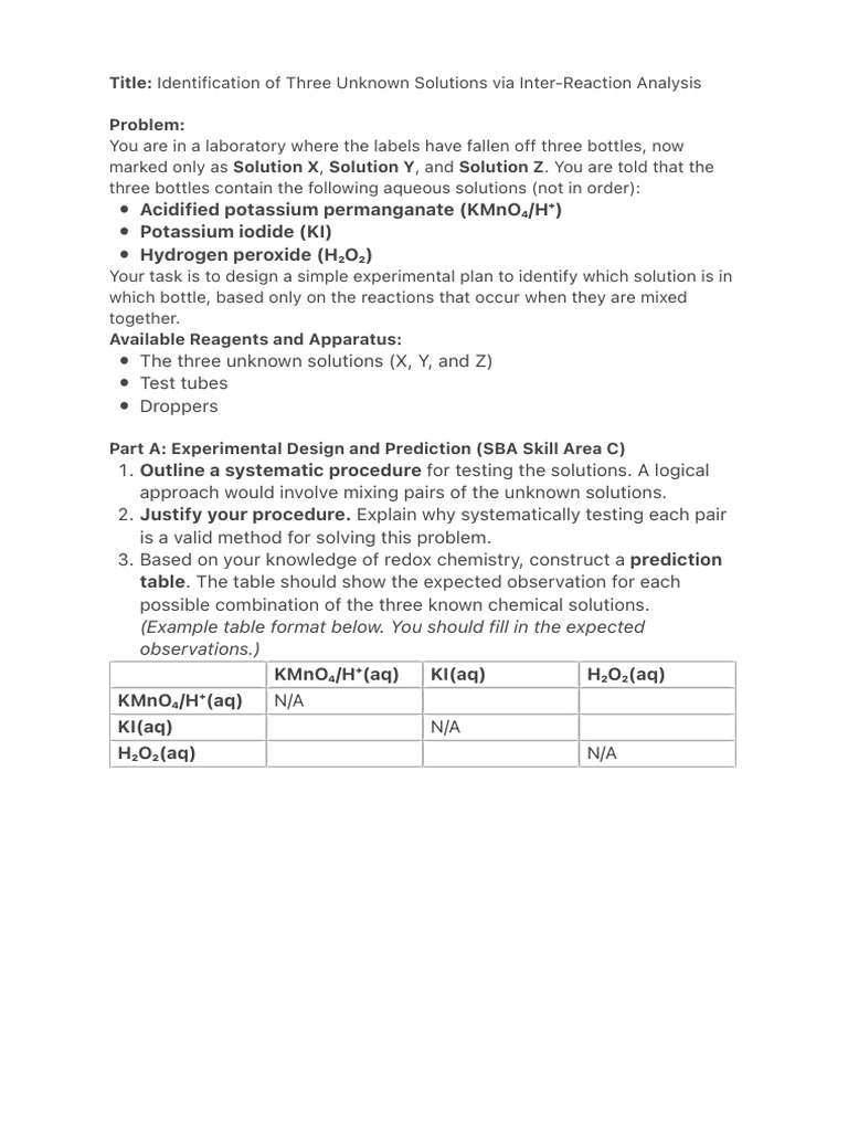 SBA sample question 2 | PDF | Hydrogen Peroxide | Redox