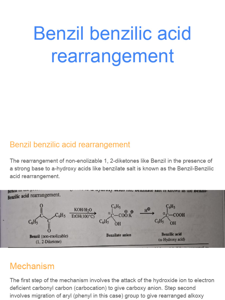 Benzil-Benzilic Acid Rearrangement Mechanism | PDF