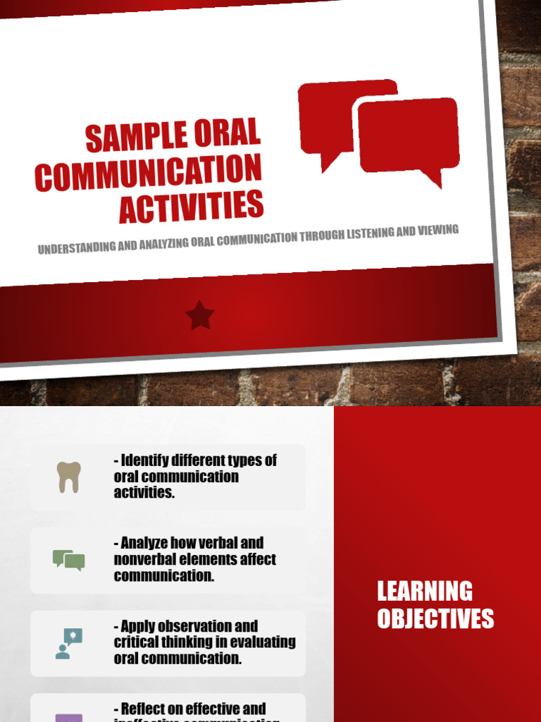 Oral Communication Activity Examples | PDF | Nonverbal Communication ...
