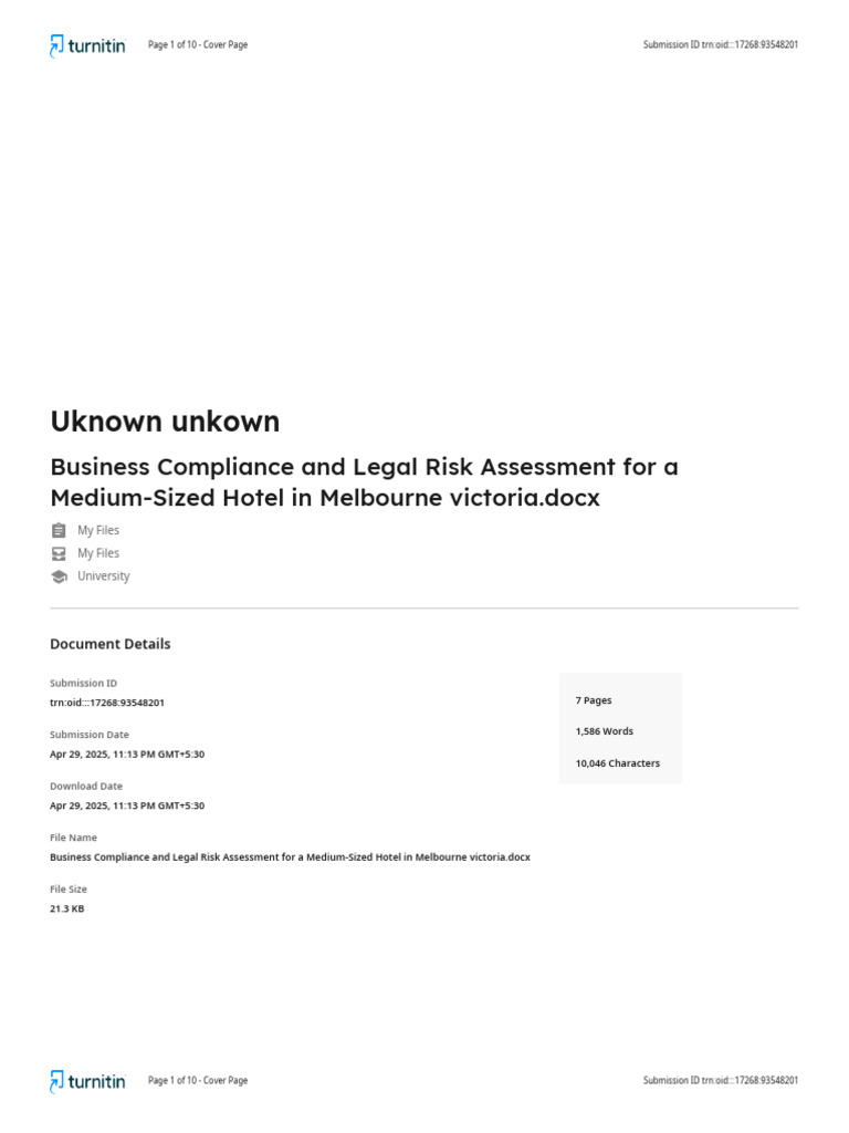 Similarity Business Compliance and Legal Risk Assessment For A Medium ...