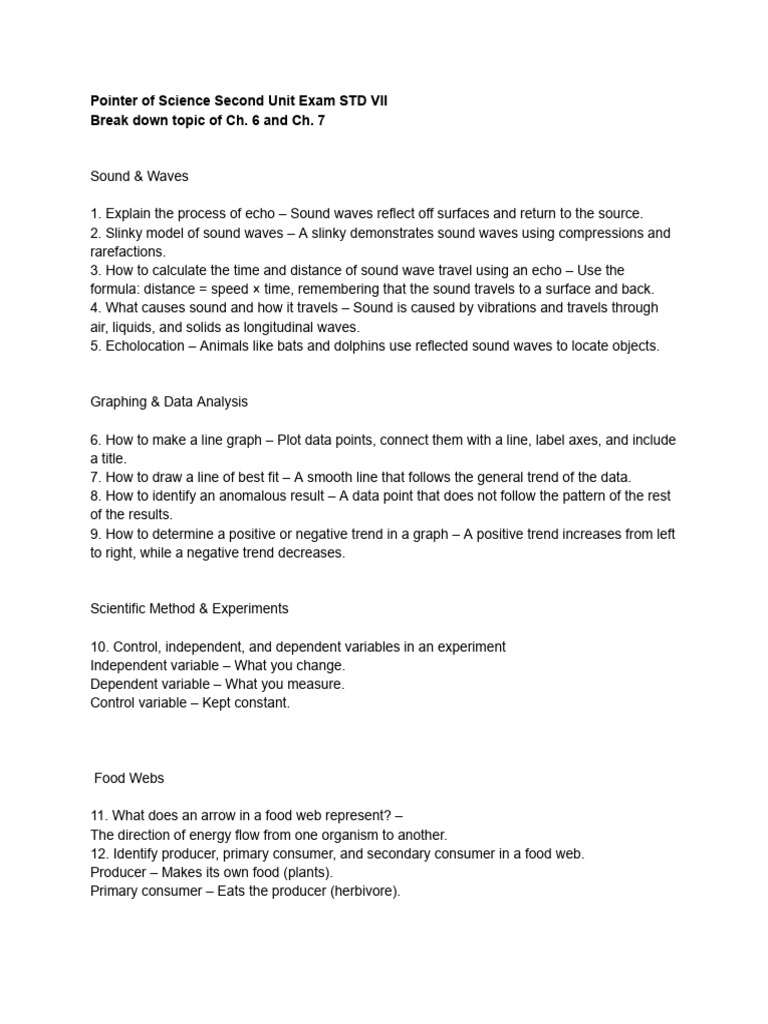 Pointer of Science Second Unit Exam STD Vii | PDF | Earth | Moon
