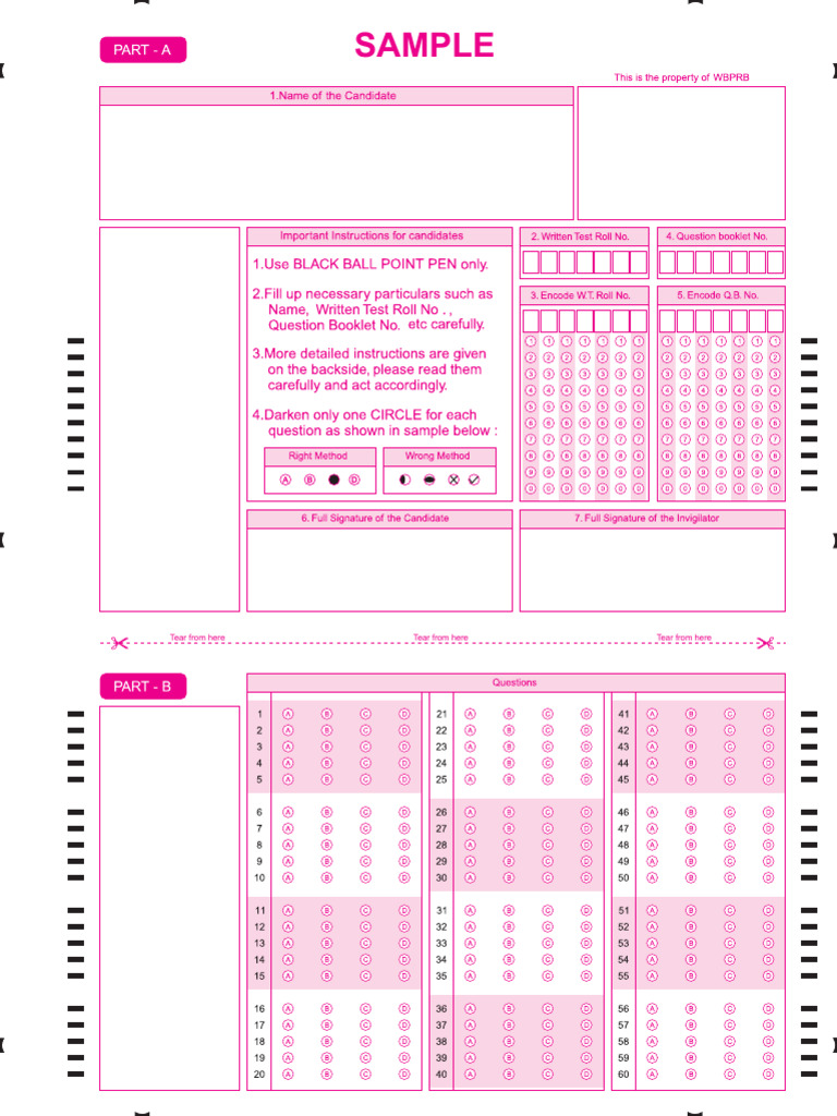 60 Questions Sample OMR Sheet | PDF