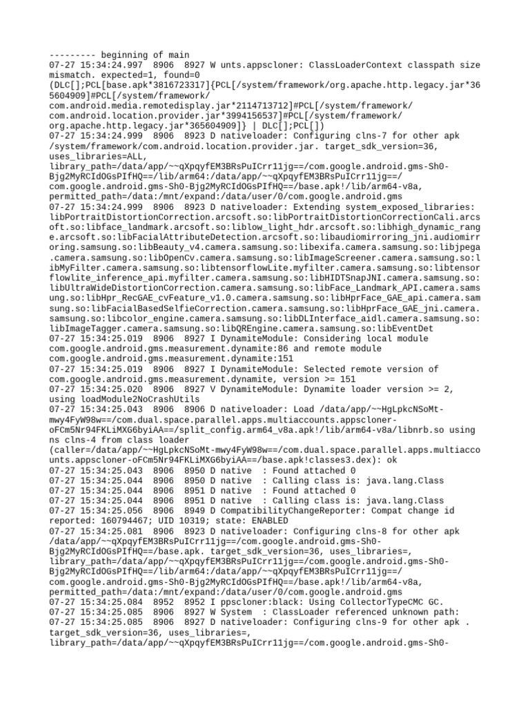 com.dual.space.parallel.apps.multiaccounts.appscloner_logcat | PDF | Android (Operating System ...