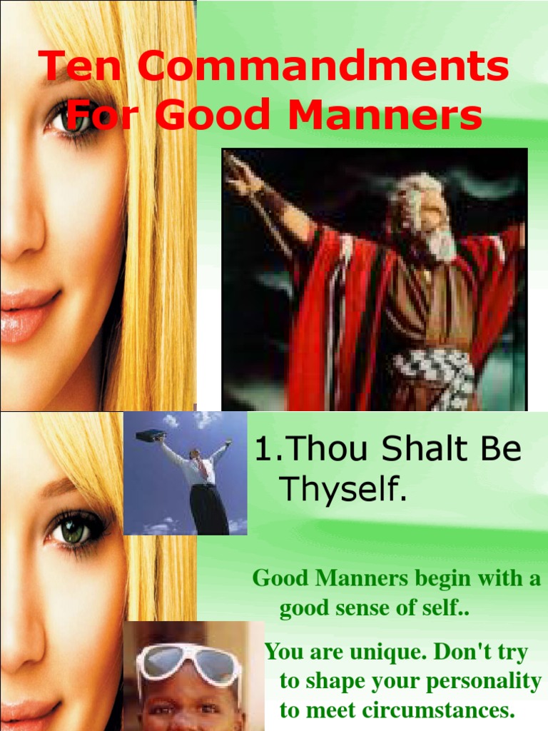 10 Commandments of Manners | PDF | Etiquette | Gratitude